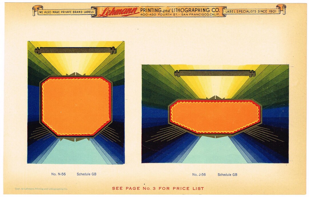 Original Vintage 1938 Salesman Sample Lehmann Printing San Francisco ...