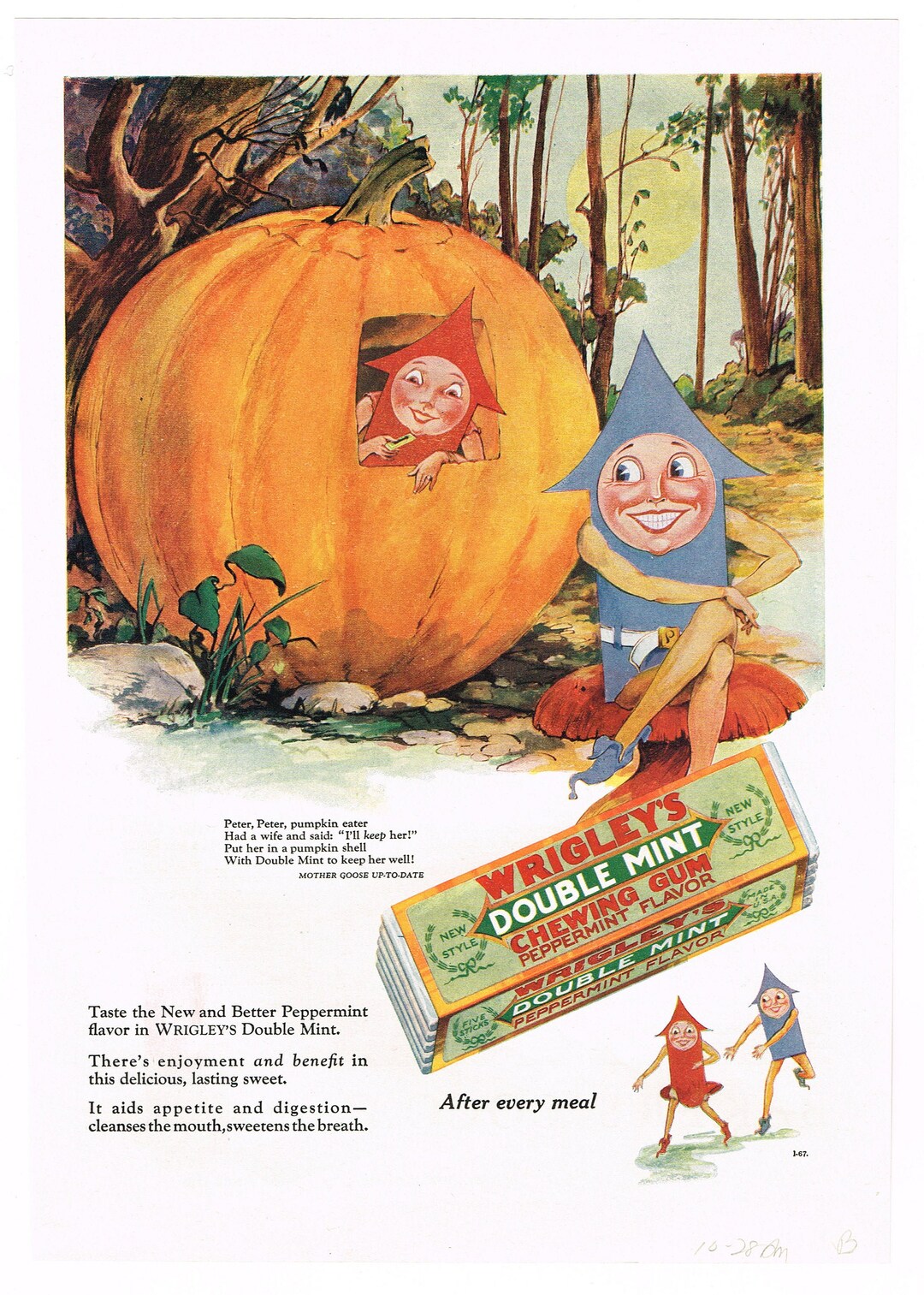 Original Vintage 1928 Magazine Ad Wrigley's Gum Nursery Rhyme Mother ...