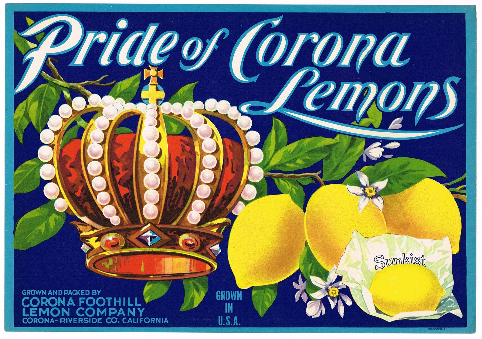 Original Vintage Lemon Crate Label 1930s Pride of Corona - Etsy