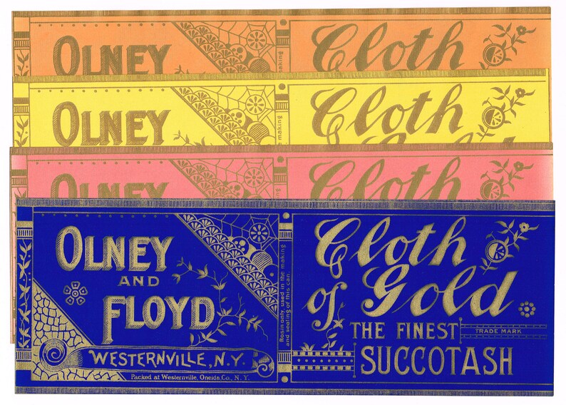 4 Original Vintage Large Tin Can Labels C1910 General Store Typography ...