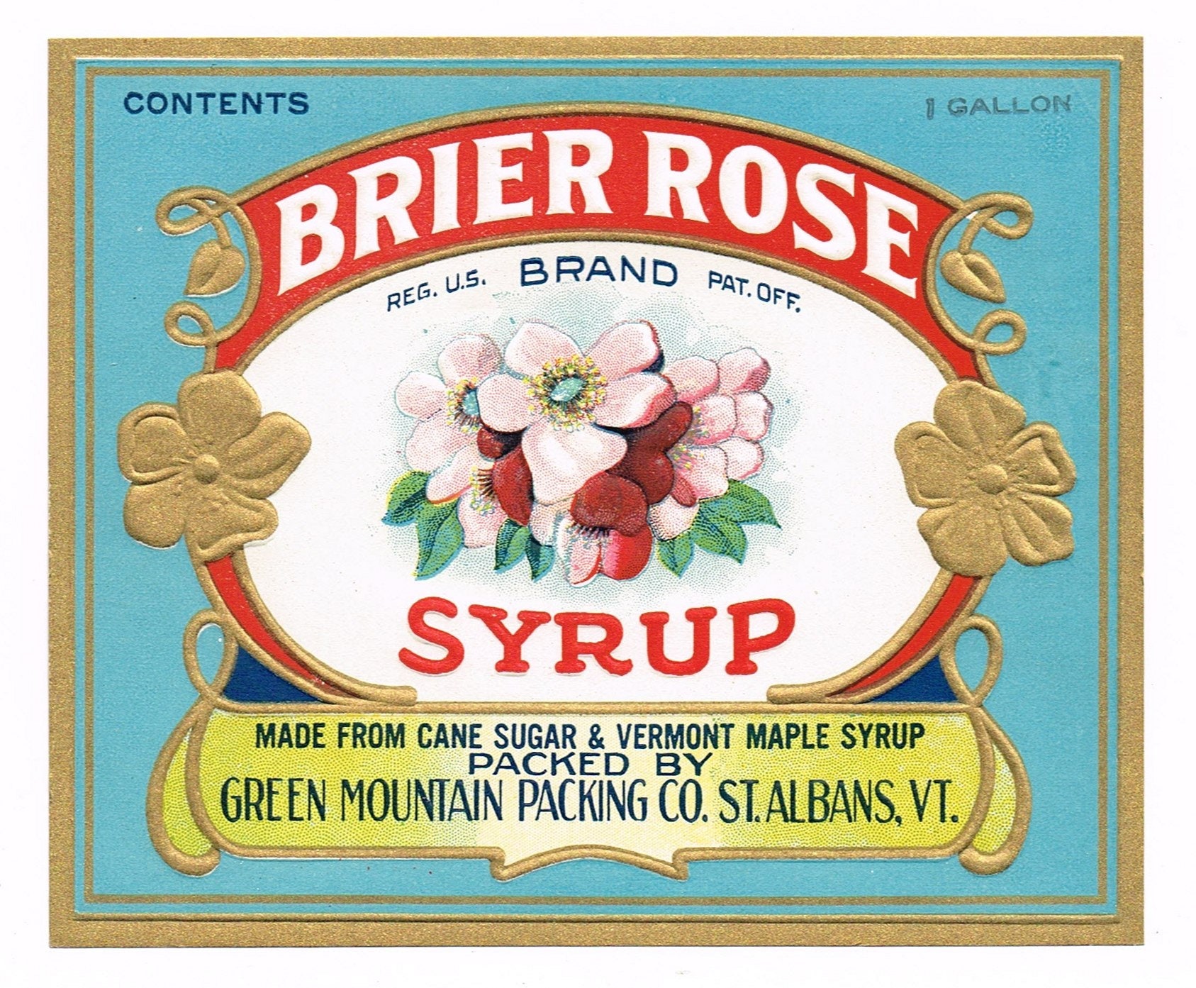 Original Vintage Bottle Label 1930s Brier Rose 1 Gallon Maple Syrup ...