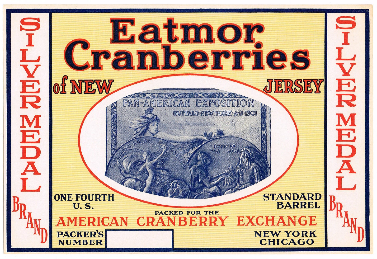 Original Cranberry Advertising Label 1930's Vintage Silver Medal New ...