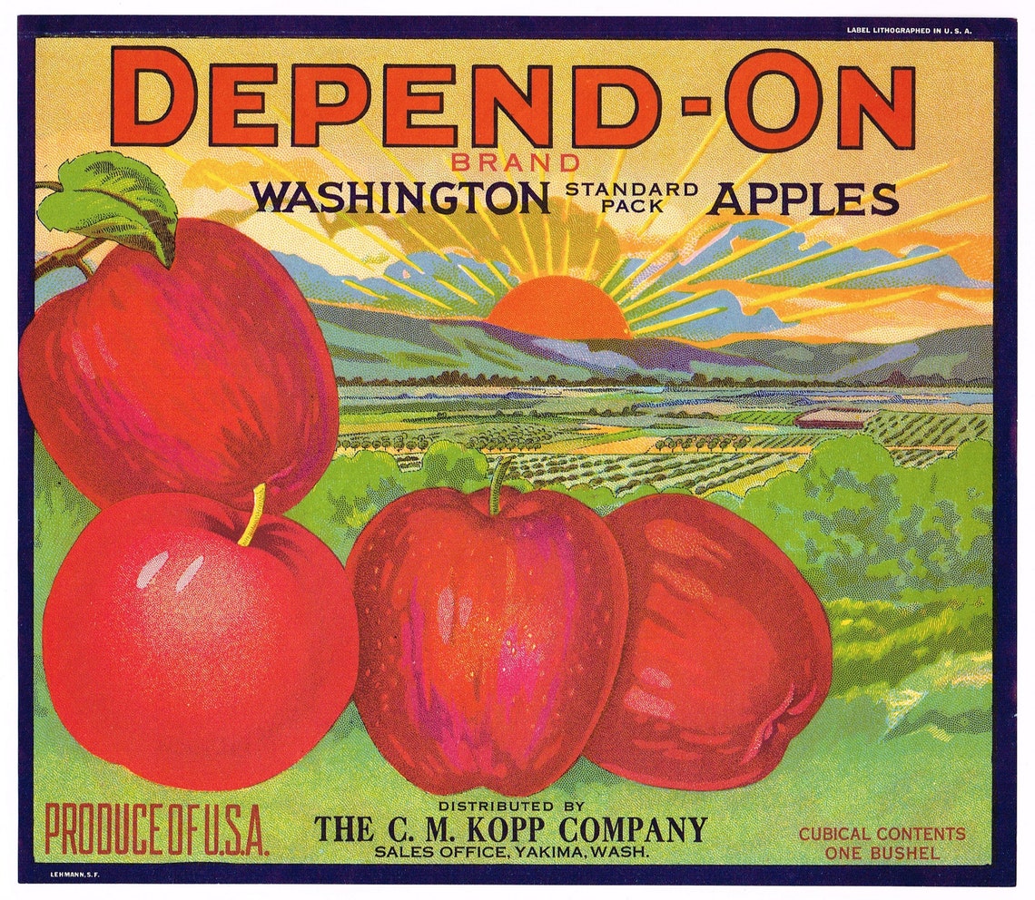 Original Vintage Apple Crate Label 1930s Depend on Brand | Etsy
