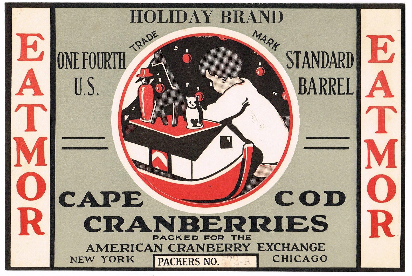 Original Cranberry Advertising Label 1930's Vintage Holiday Brand ...
