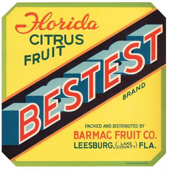 Original Vintage Florida Citrus Crate Label C1930s Bestest - Etsy
