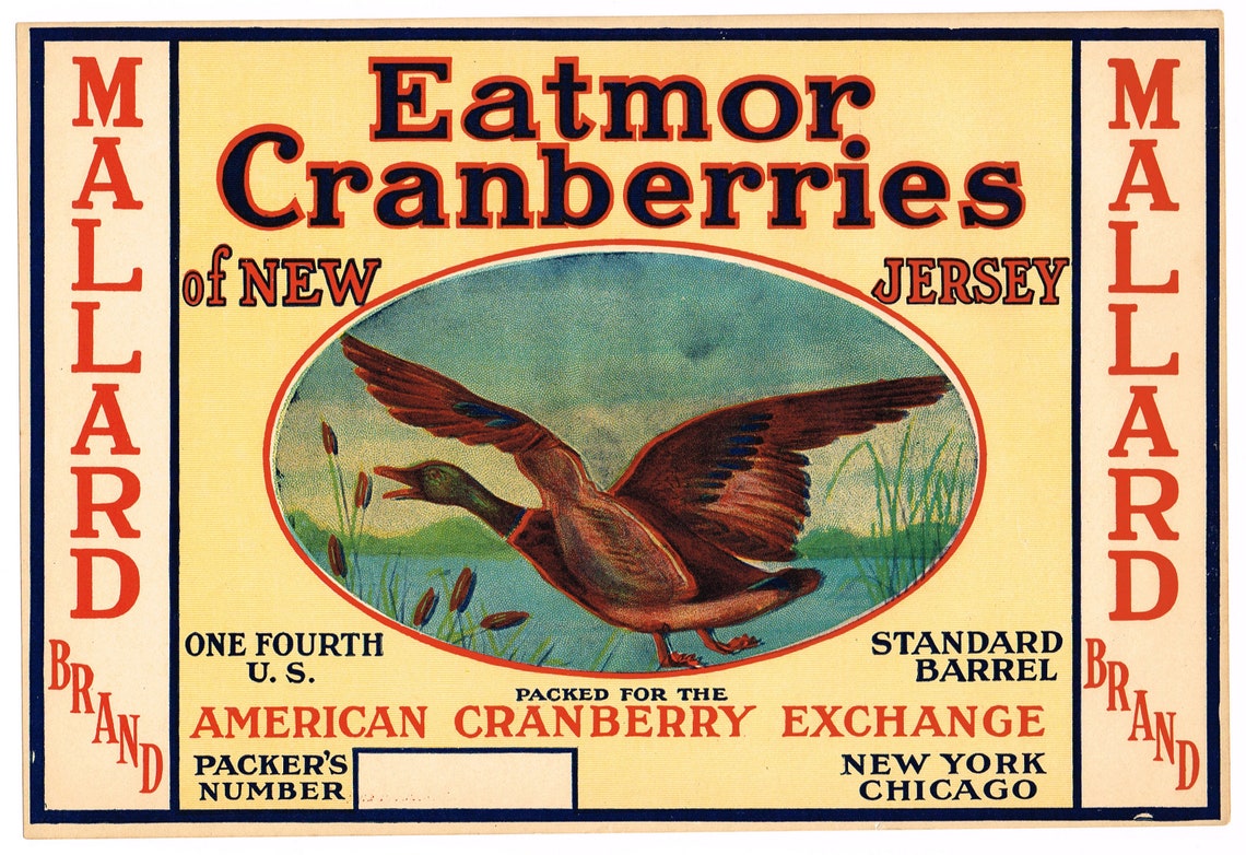 Original Cranberry Advertising Label 1930's Vintage - Etsy