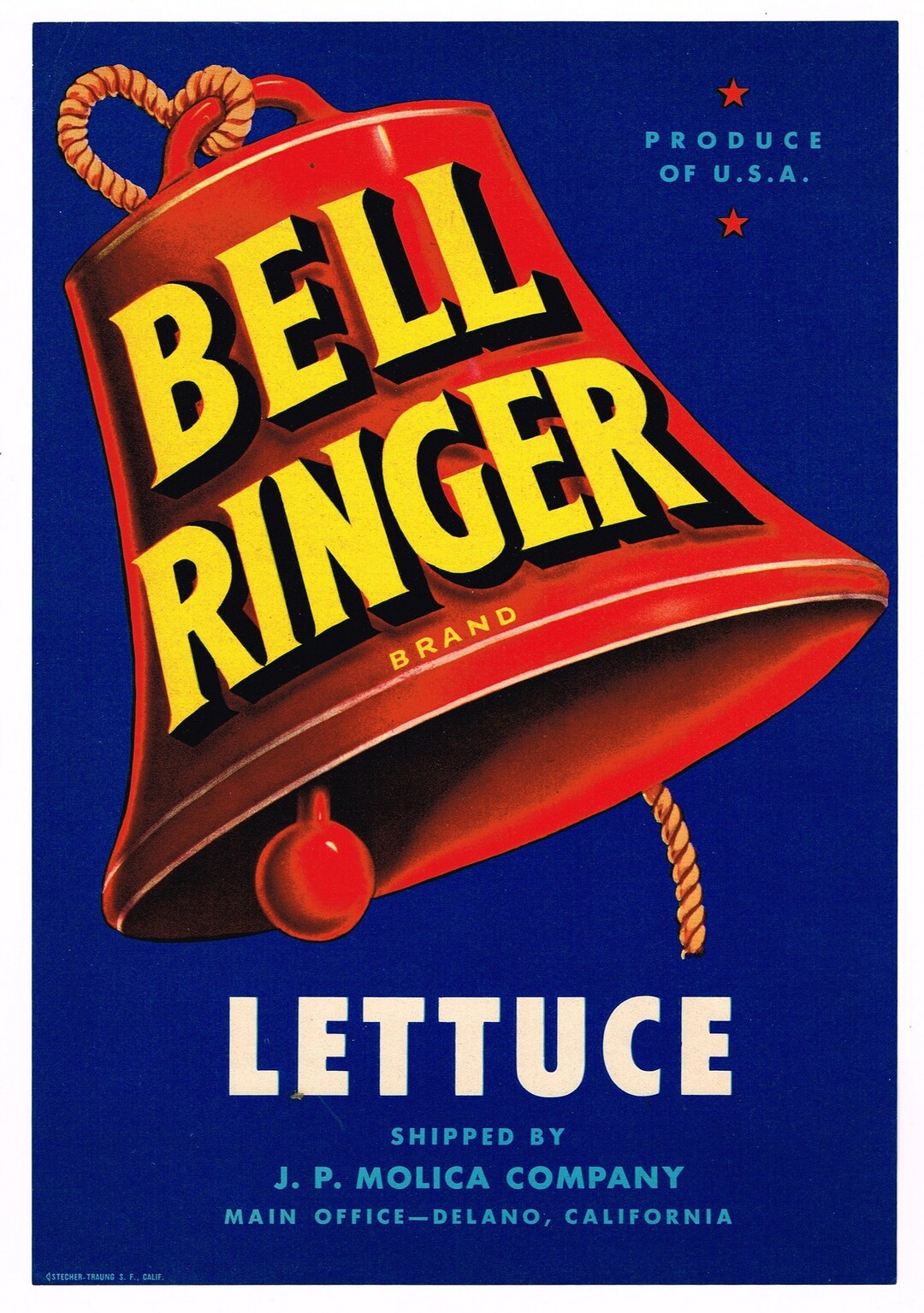 Original Vintage Vegetable Crate Label 1955 File Sample Rare Bell ...