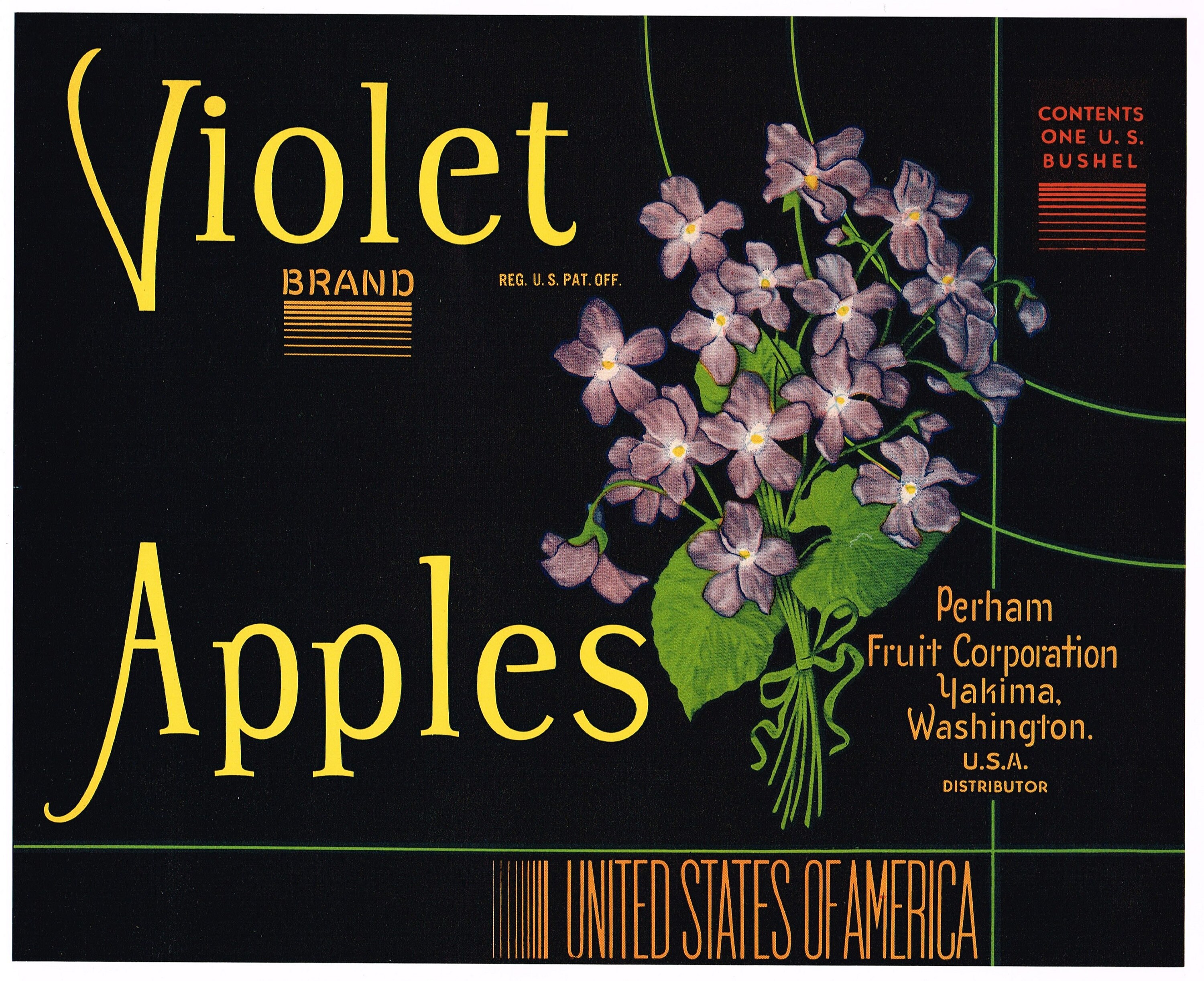 Original Vintage Apple Crate Label 1930s Violet Yakima Washington State ...