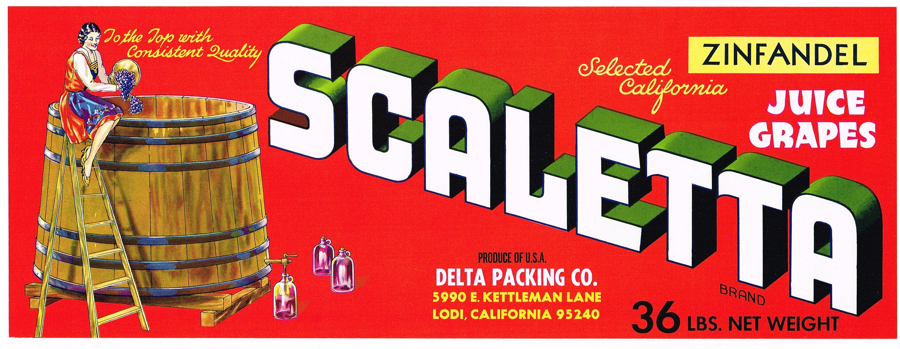 Original Vintage Grape Crate Label 1960s Scaletta Brand Lodi California ...