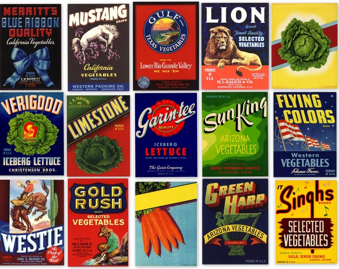 46 Old Vintage FRUIT / Vegetable Crate Labels - Etsy