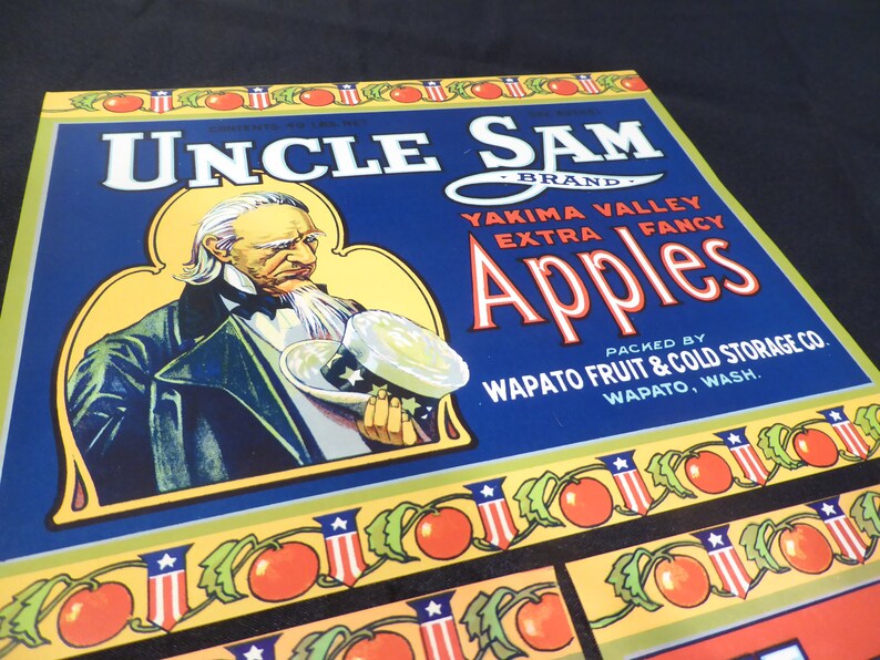 4 Different Original Vintage Apple Crate Labels 1930s Uncle Sam ...