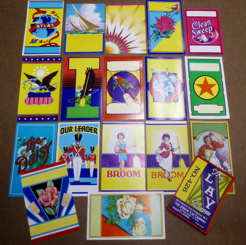 18 Different Original Vintage Broom Labels 1960s 1950s 1940s | Etsy