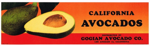 Original Vintage Avocado Crate Label 1942 California Avocados | Etsy