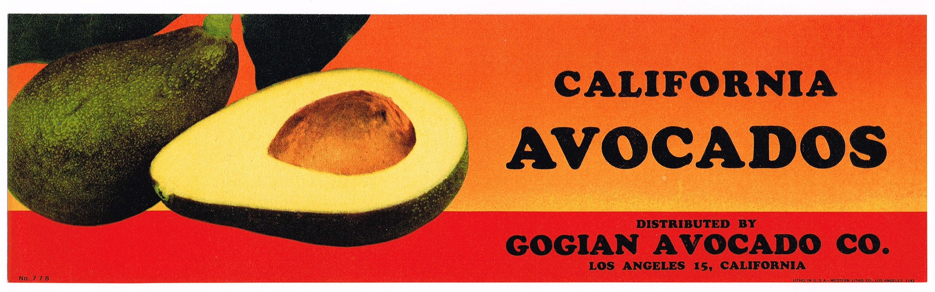 Original Vintage Avocado Crate Label 1942 California Avocados Brand Los ...