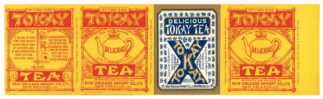 Original Vintage Tin Can Label C1920s Tokay Tea New Orleans Louisiana ...
