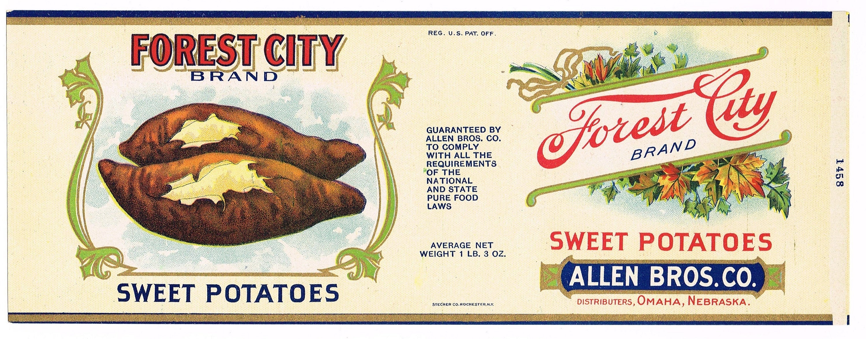 Original Vintage Tin Can Label C1920s Forest City Omaha Nebraska Allen ...