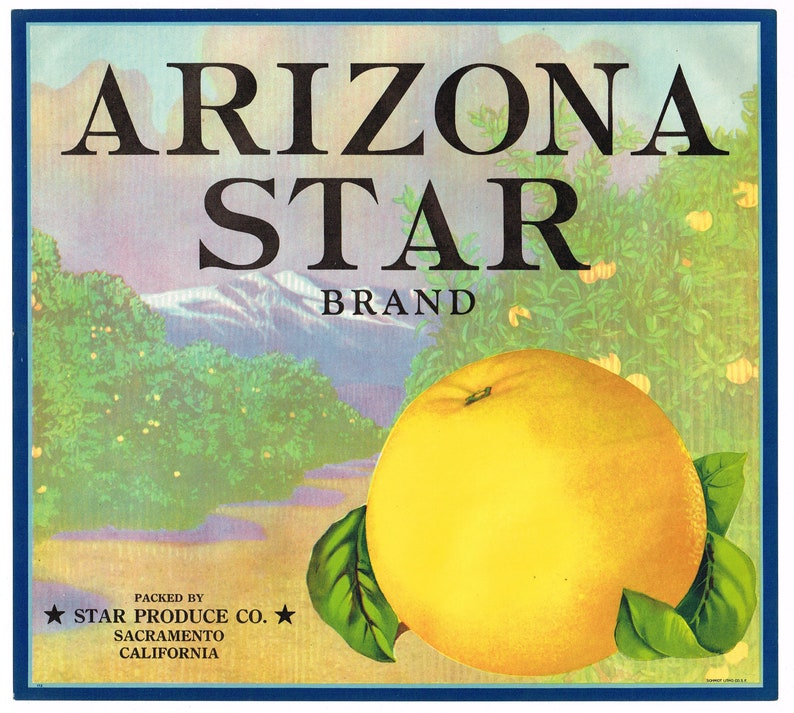 Original Vintage Citrus Crate Label 1940s Arizona Star - Etsy