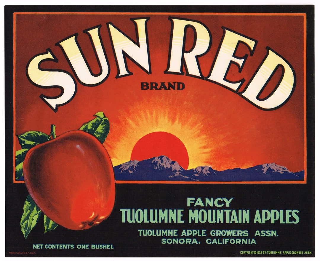 Original Vintage Apple Crate Label 1920s Tuolumne County Sonora ...
