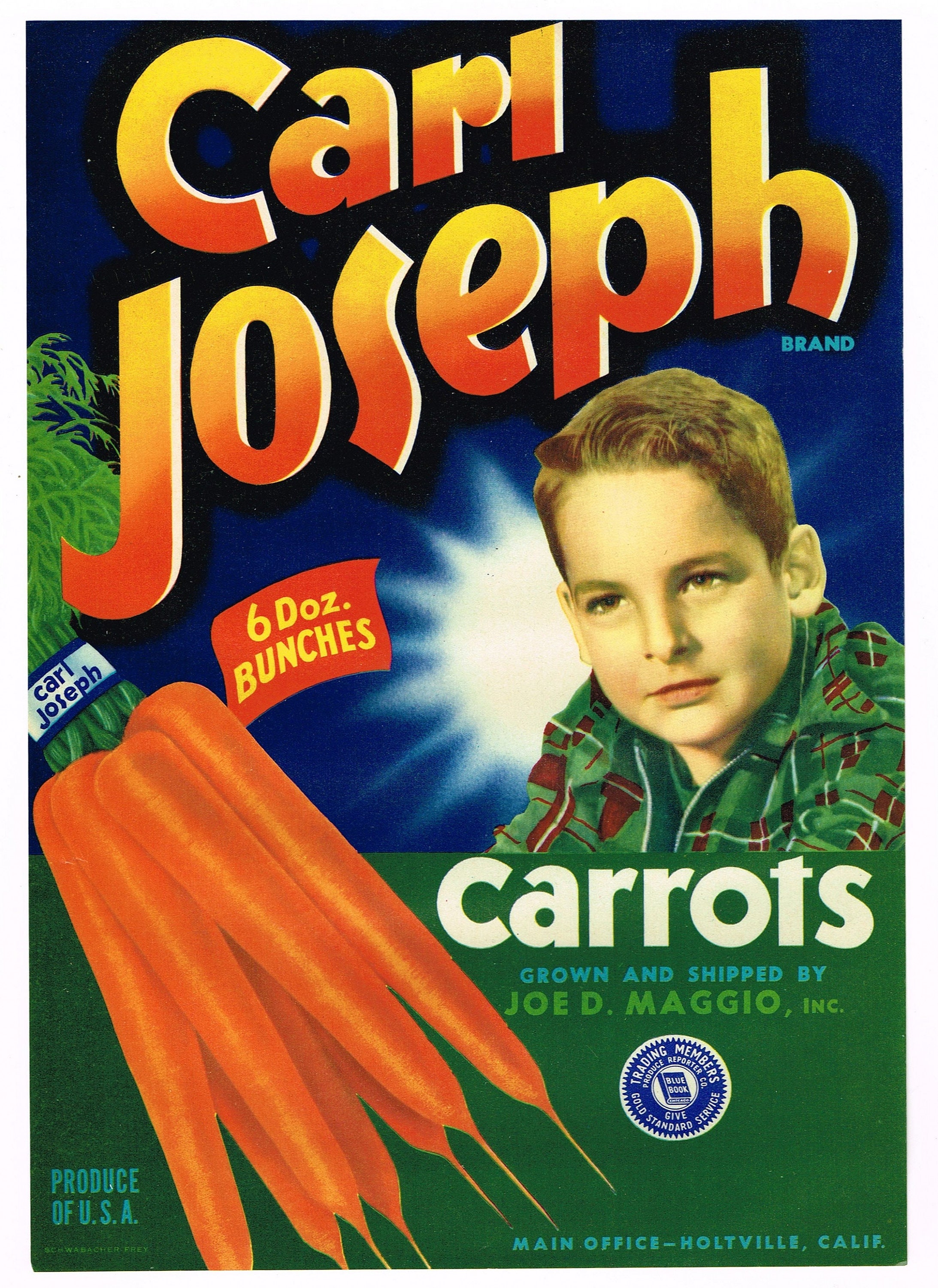 Original Vintage Carrot Crate Label 1950s Carl Joseph Imperial Valley ...