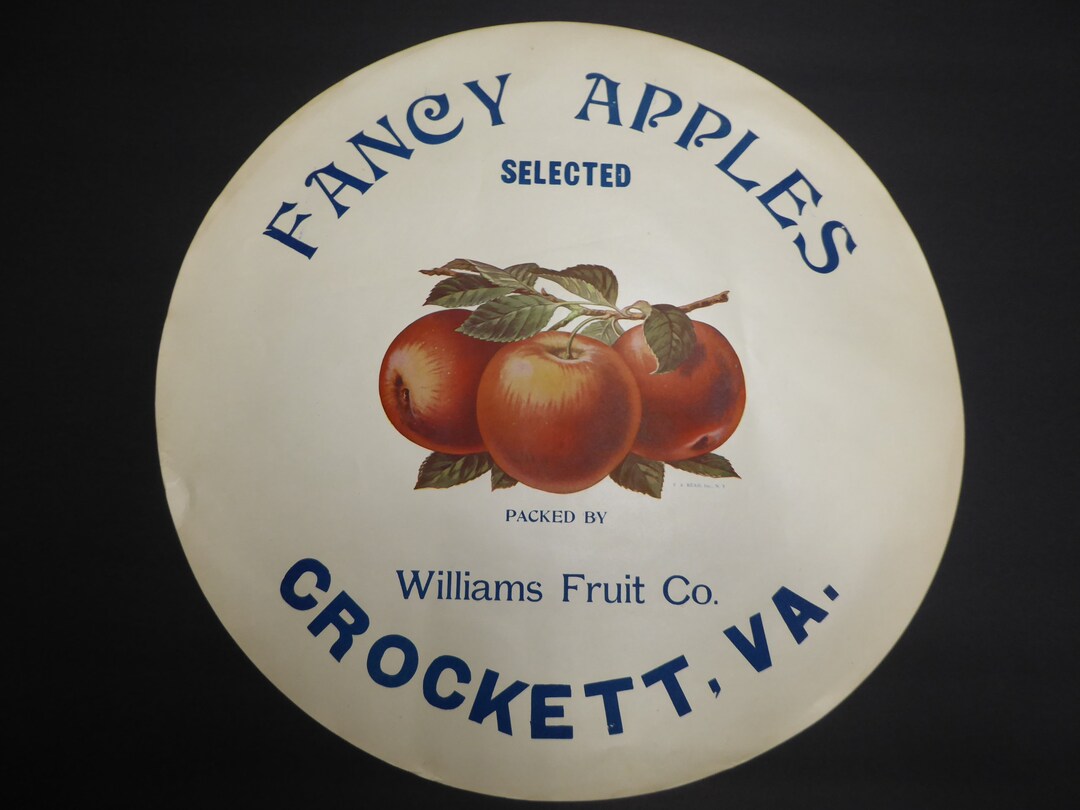 Original Vintage Apple Crate Label C1920s Crockett Virginia Williams ...