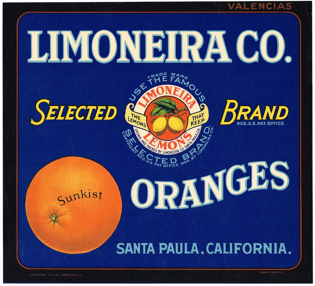 Original Vintage Citrus Crate Label 1930s Limoneira Company Santa Paula ...