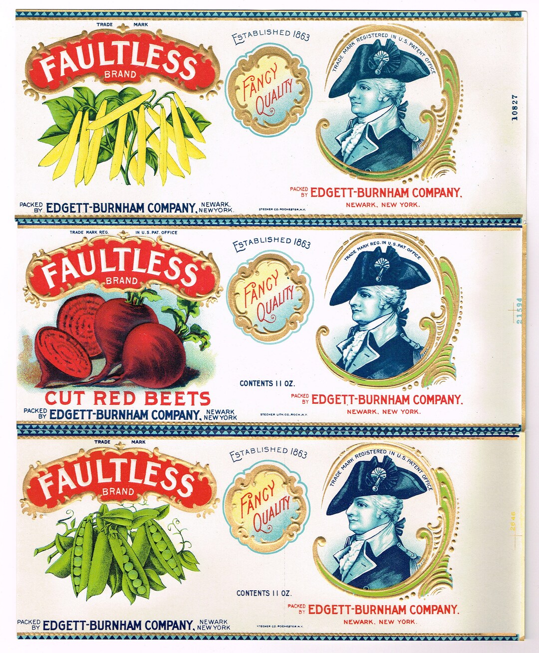 3 Different Original Vintage Tin Can Labels 1930s Newark New Jersey ...