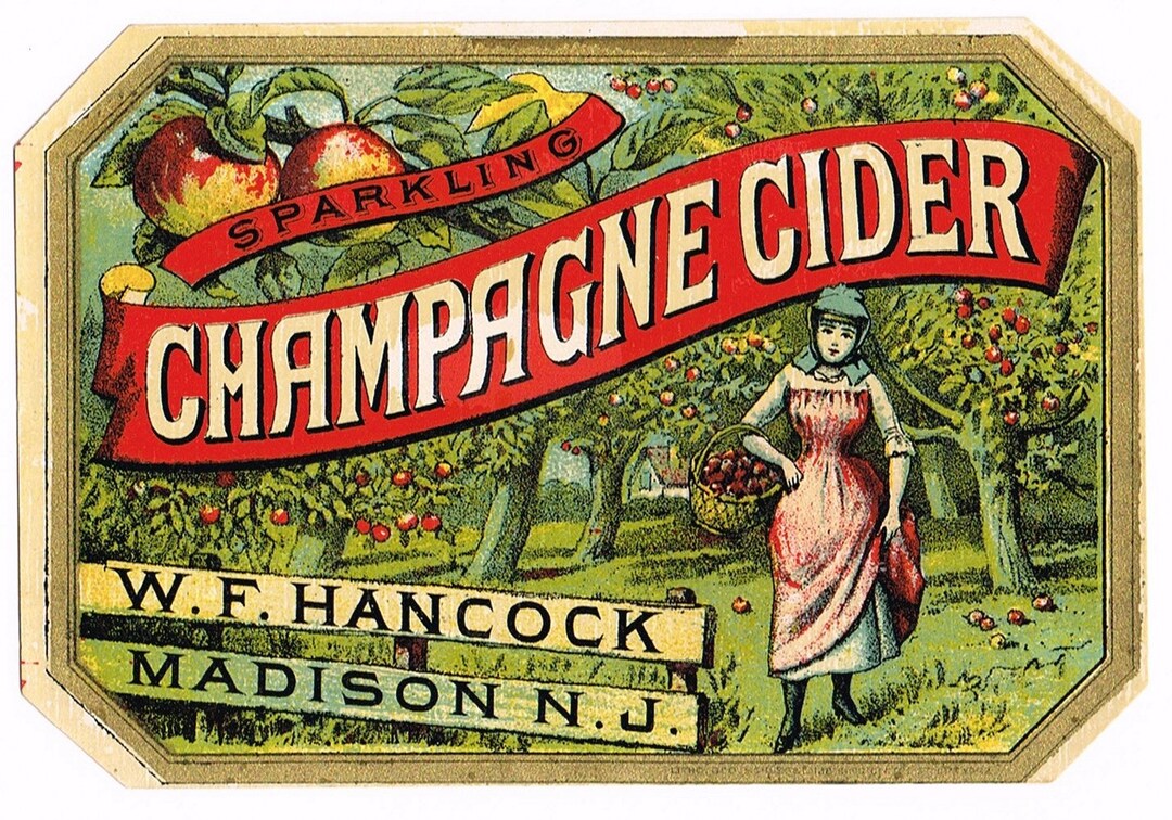Original Vintage Bottle Label C1900 Rare Champagne Apple Cider W.F ...