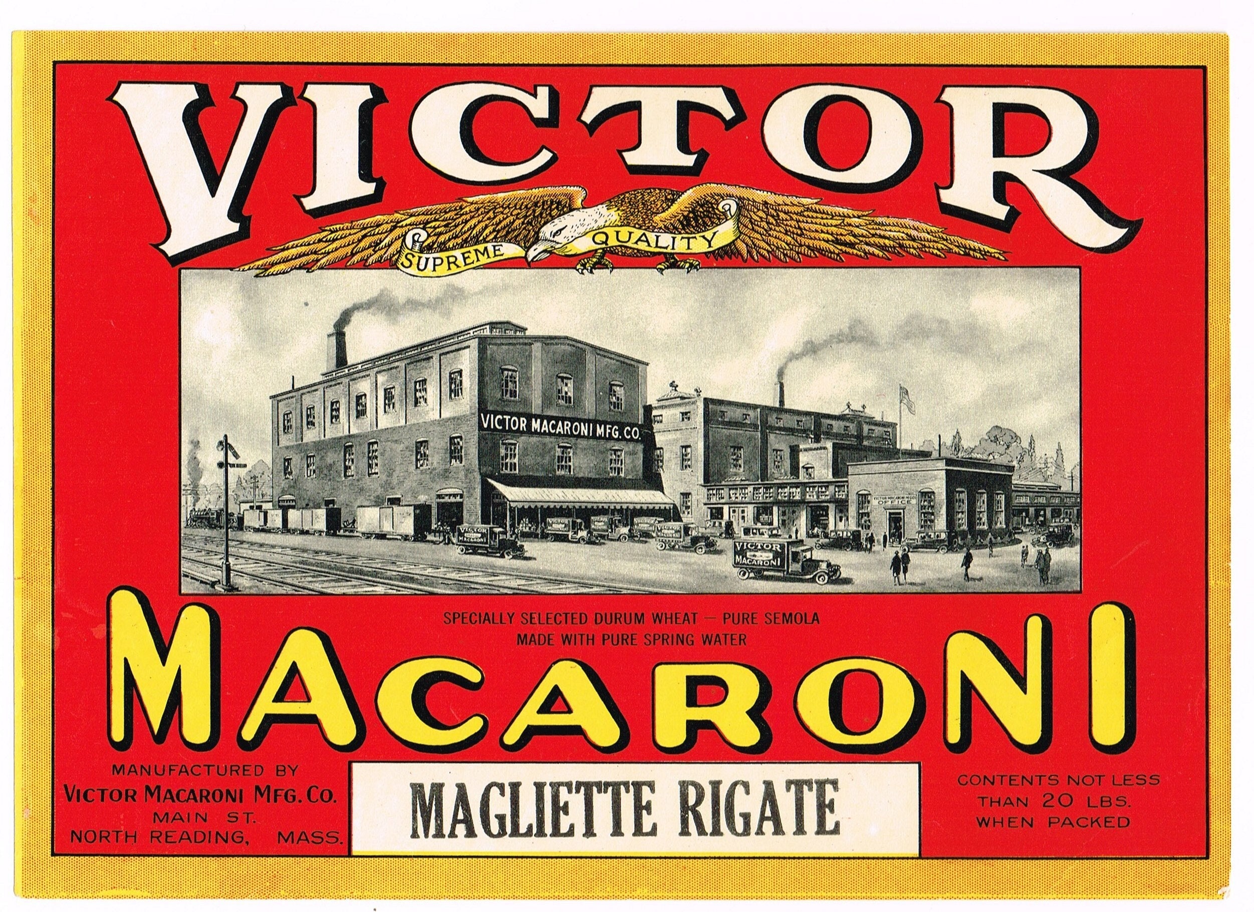 Original Vintage Crate Label 1920 Victor Macaroni Case Italian Culinary ...