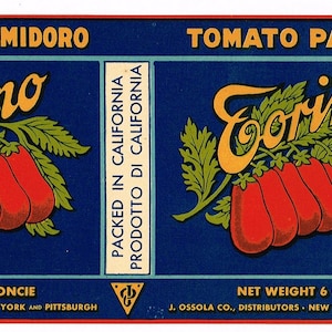 6 Different Original Vintage Tin Can Labels 1930s Tomato Paste Italian ...