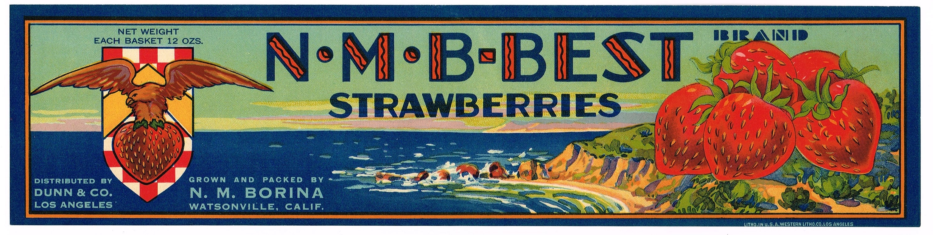 Original Vintage Strawberry Crate Label 1950s NMB Best Watsonville ...