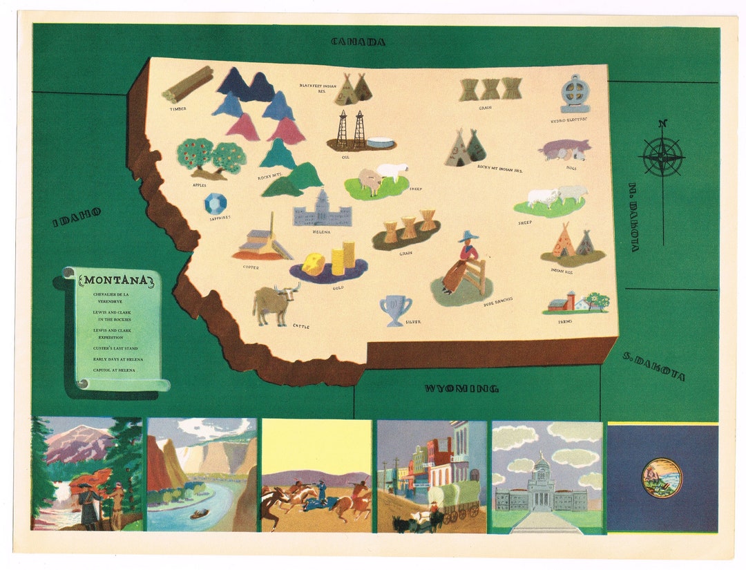 Original Vintage Norman Reeves Minimalism Map Cartoon Pictorial 1938 ...
