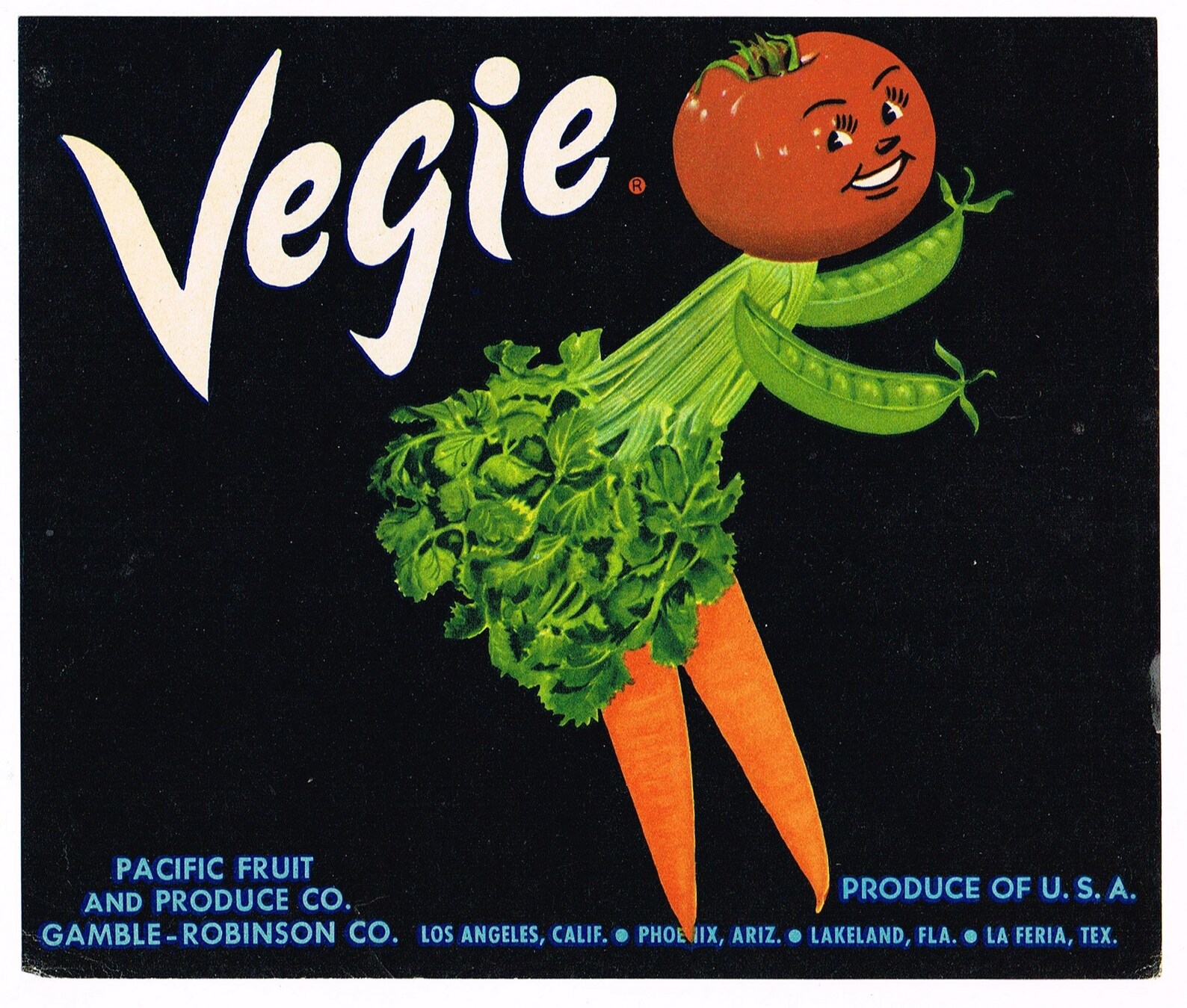 Original Vintage Vegetable Crate Label 1950s Vegie Brand - Etsy
