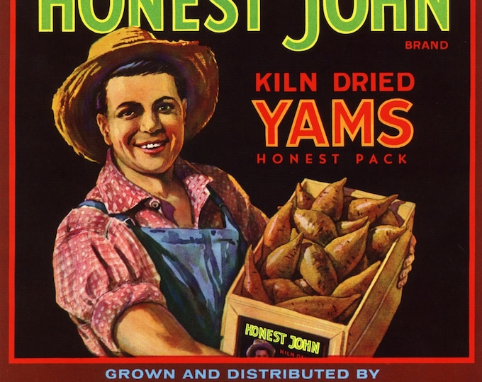 Original Vintage Texas Yam Crate Label 1940s Honest John Pittsburg - Etsy