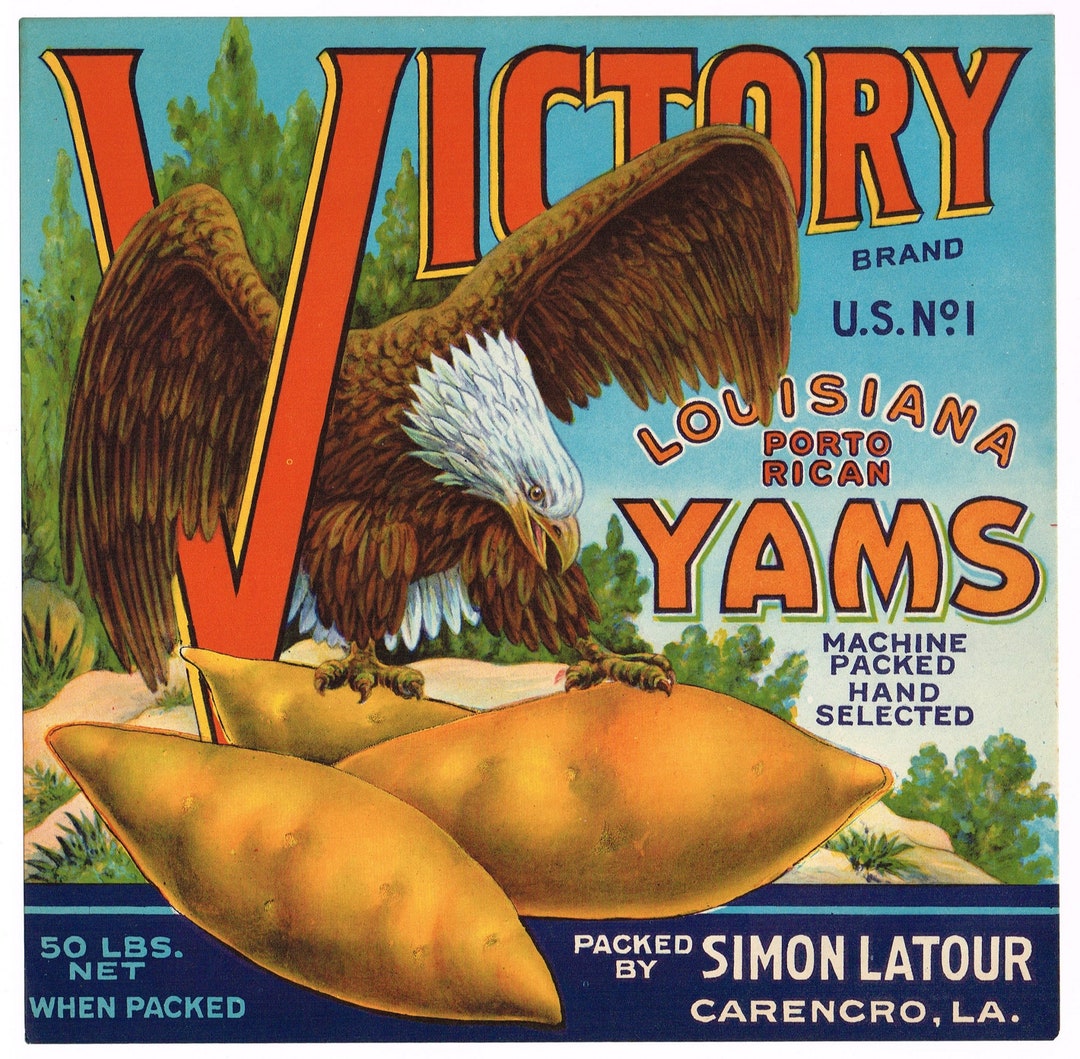 Original Vintage Yam Crate Label 1940s Carencro Louisiana Simon Latour ...
