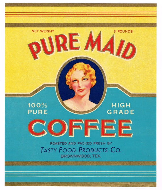 Original Vintage Tin Can Label 1930s Pure Maid Brownwood Texas - Etsy