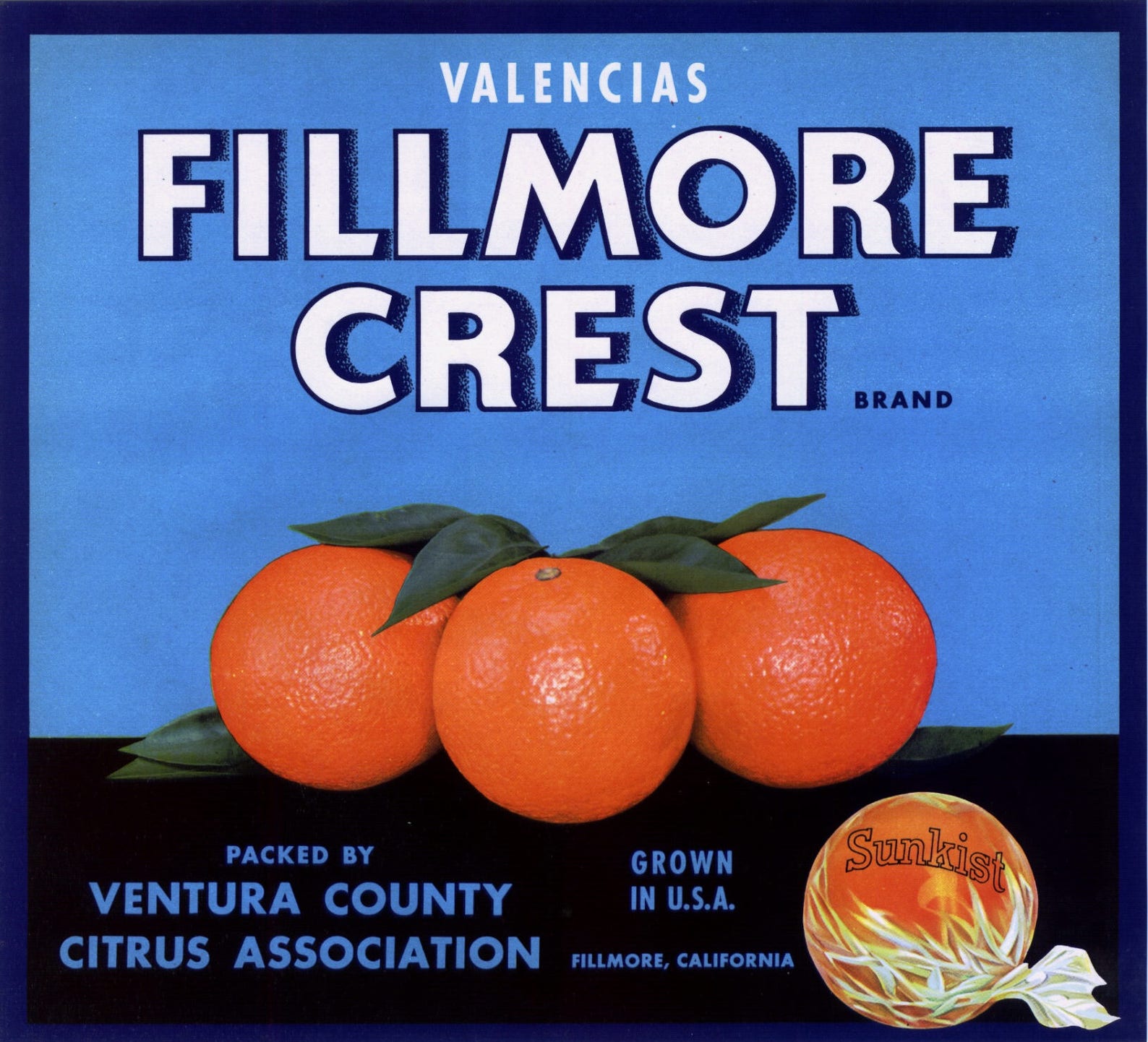 Original Vintage Citrus Crate Label 1940s Fillmore Crest - Etsy