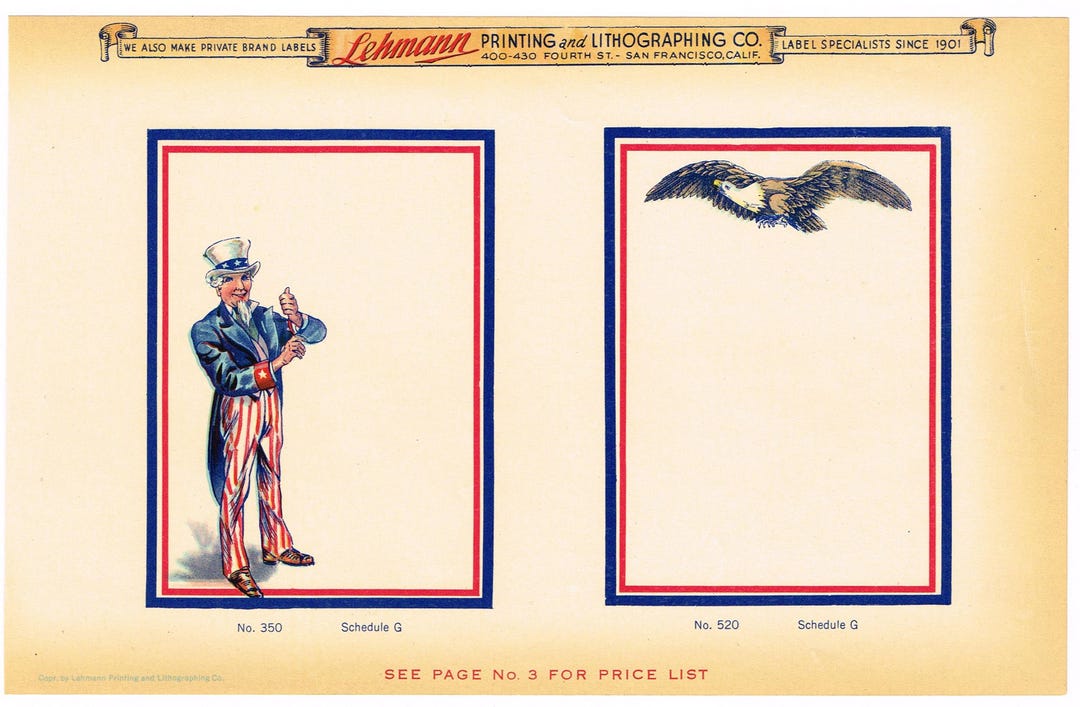 Original Vintage 1938 Salesman Sample Lehmann Printing San Francisco ...