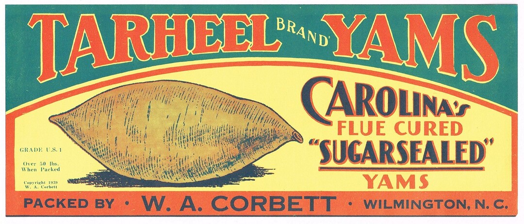 Original Vintage Yam Crate Label 1930s Wilmington North Carolina ...