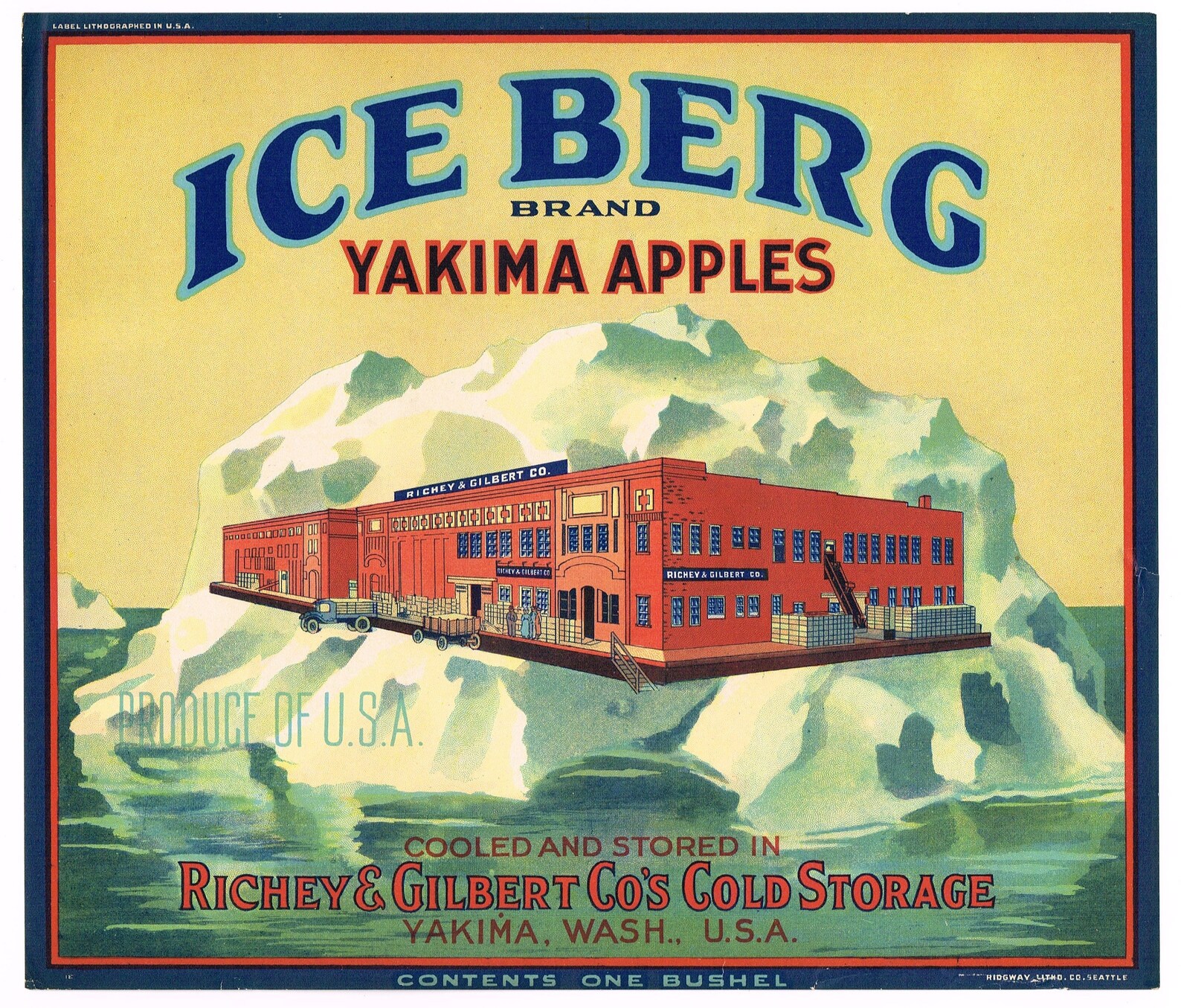 Original Vintage Apple Crate Label 1930s Iceberg Rare Yakima - Etsy