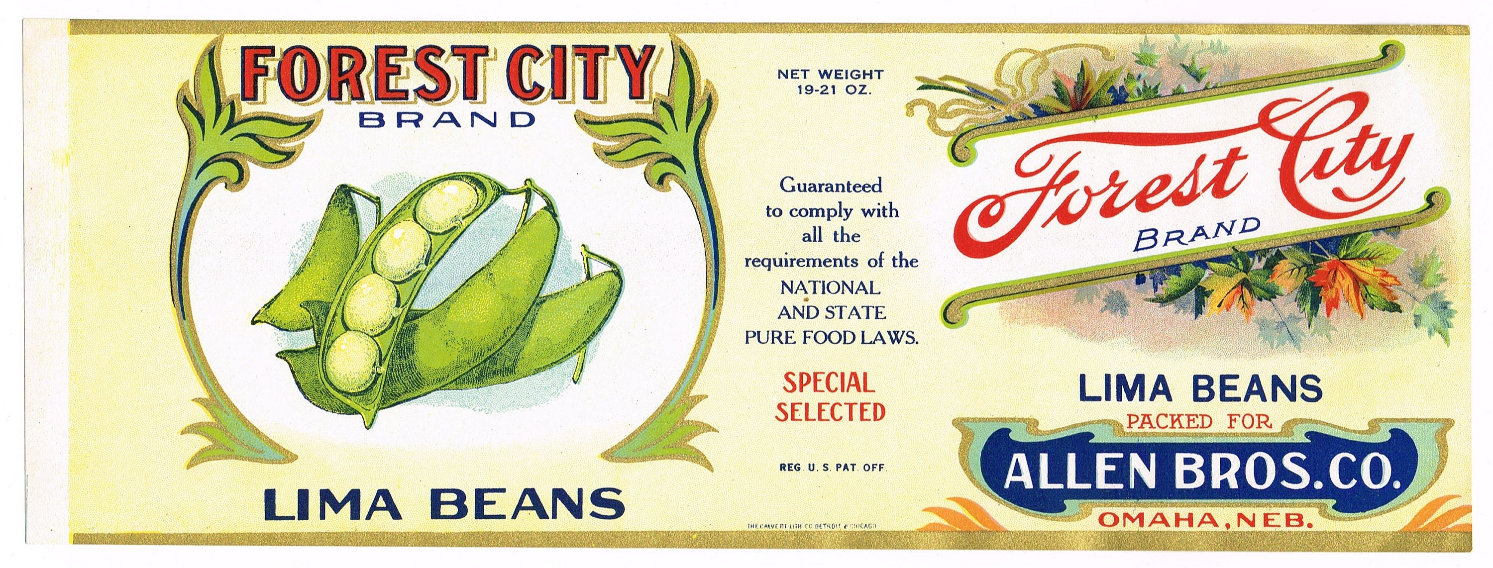 Original Vintage Tin Can Label C1920s Forest City Omaha Nebraska Allen ...