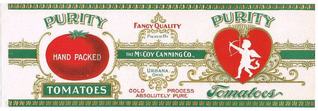 Original Antique Vintage Tin Can Label 1910s Purity Heart - Etsy