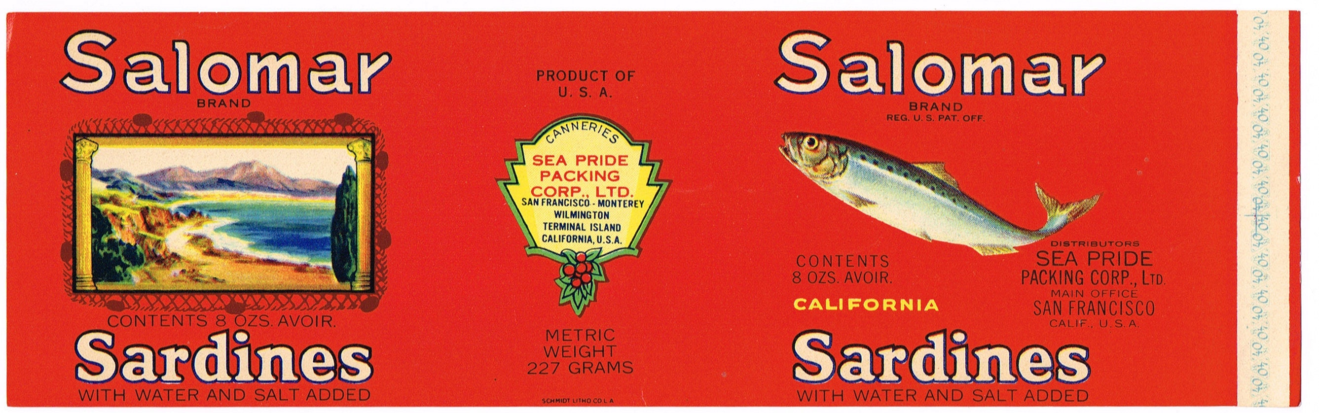 Original Vintage Tin Can Label 1930s Salomar Sardines San Francisco ...