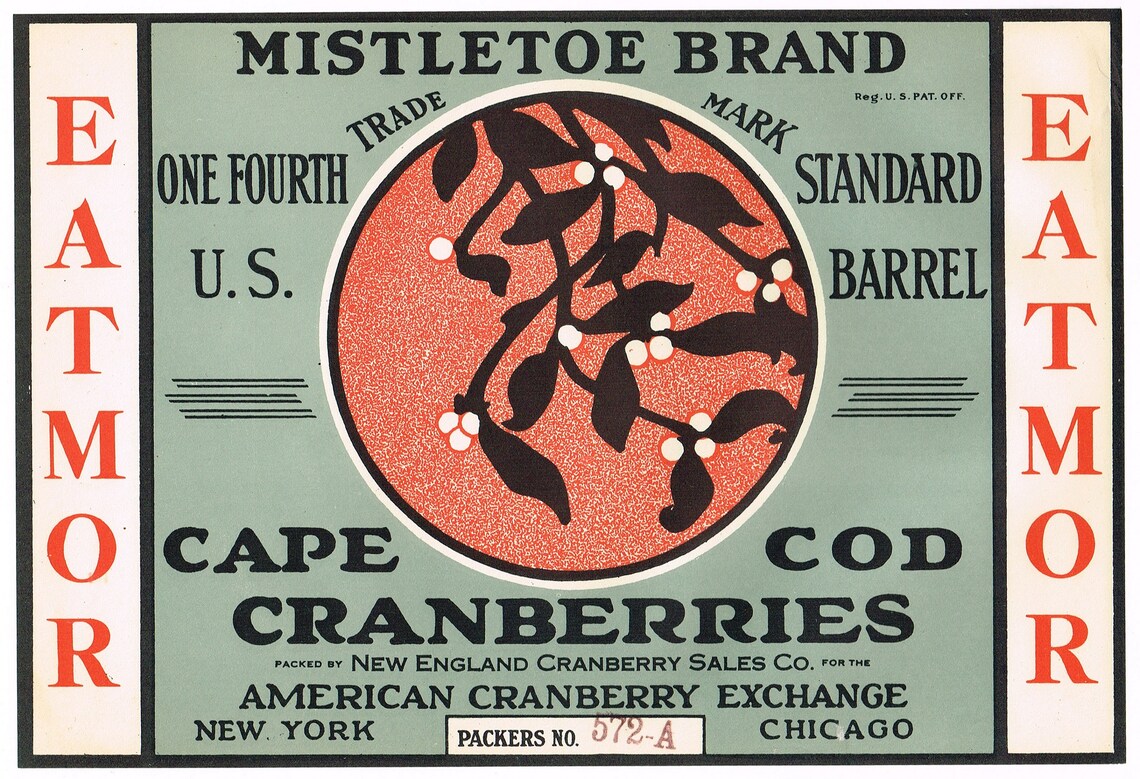 Original Cranberry Advertising Label 1930's Vintage - Etsy