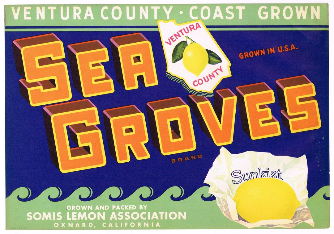Lemon Crate Label Ventura County California Original 1930s - Etsy