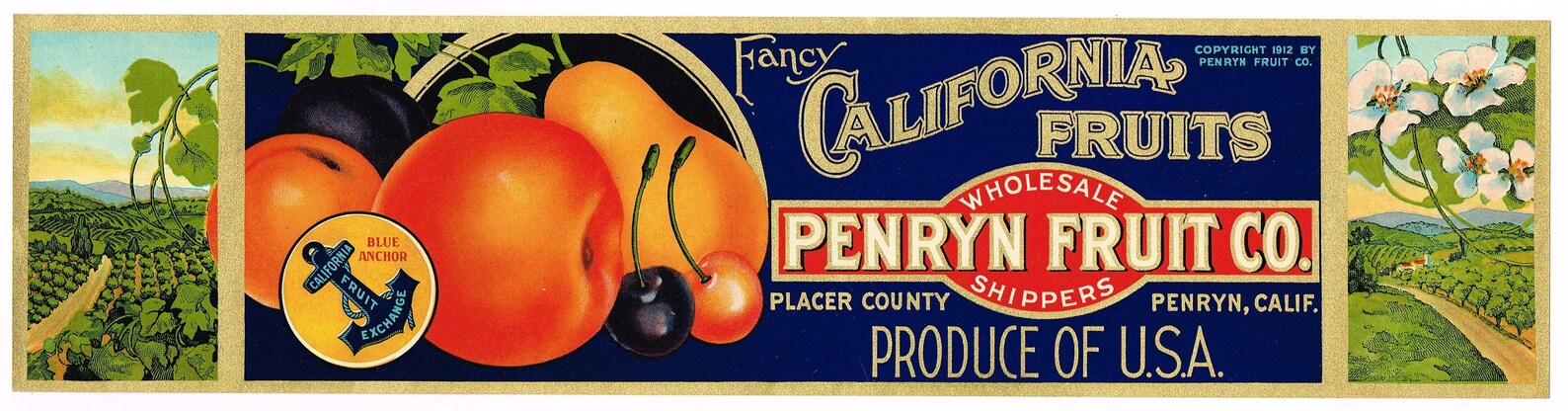 Original Vintage Fruit Crate Label 1930s Penryn Placer County ...