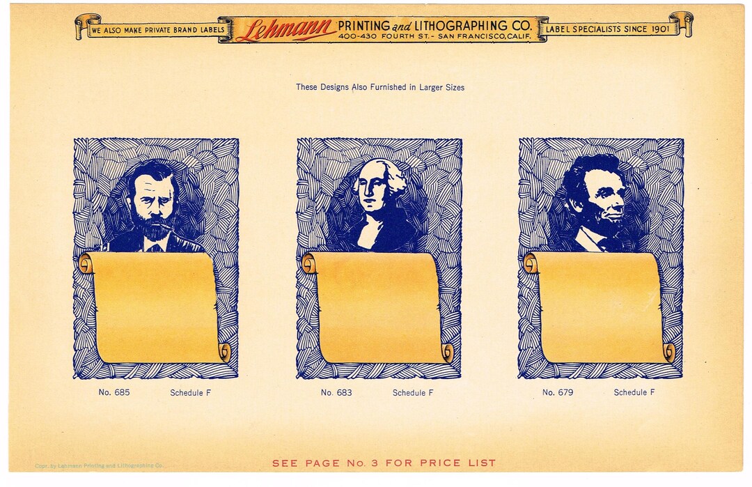 Original Vintage 1938 Salesman Sample Lehmann Printing San Francisco ...