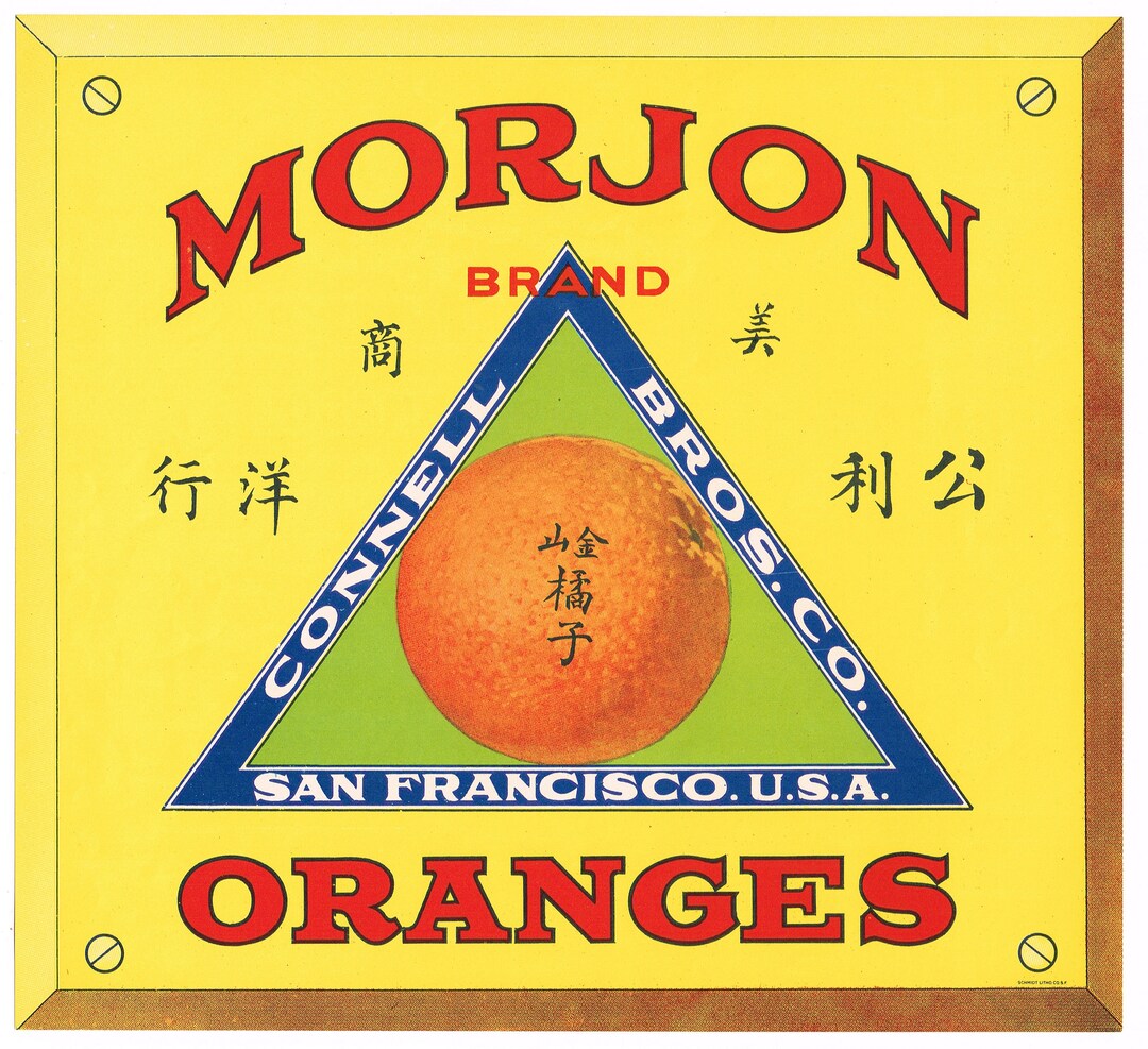 Original Vintage Orange Citrus Crate Label 1930s San Francisco Morjon ...