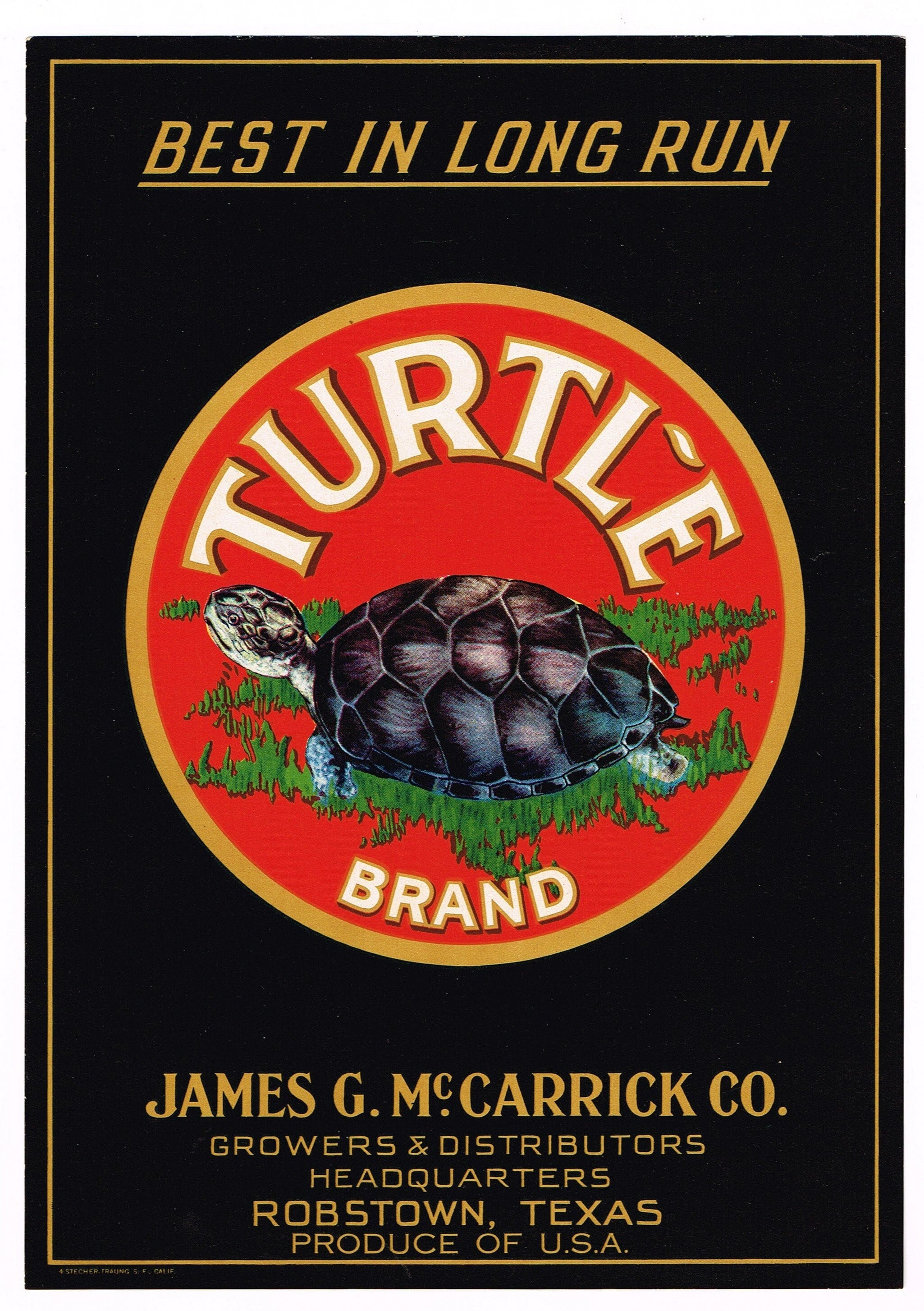 Original Vintage Vegetable Crate Label 1944 File Sample Rare Turtle ...