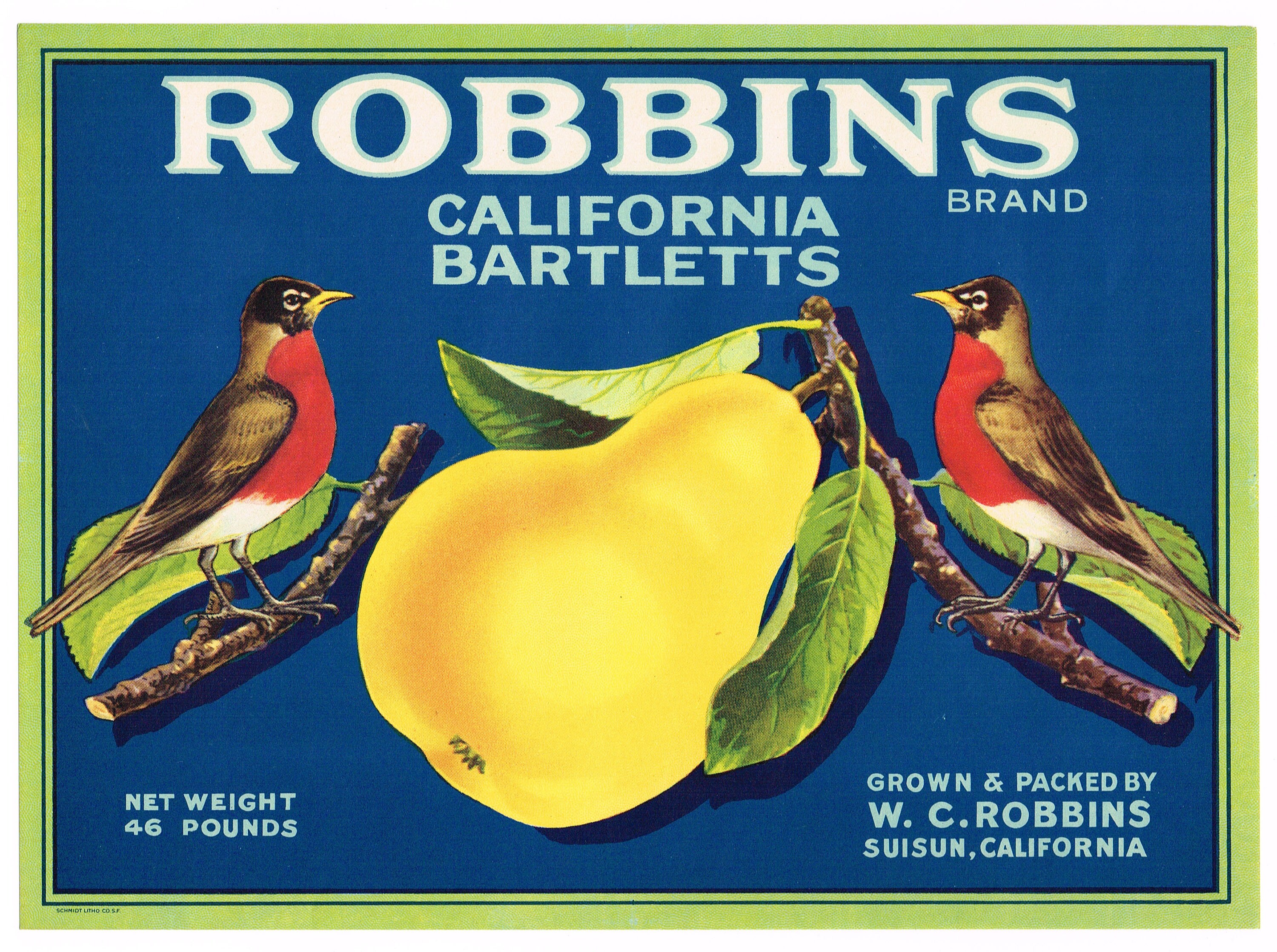 Original Vintage Pear Crate Label 1935 Robbins Bartletts - Etsy