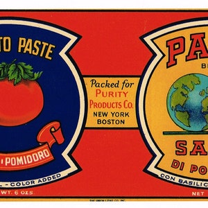 6 Different Original Vintage Tin Can Labels 1930s Tomato Paste Italian ...